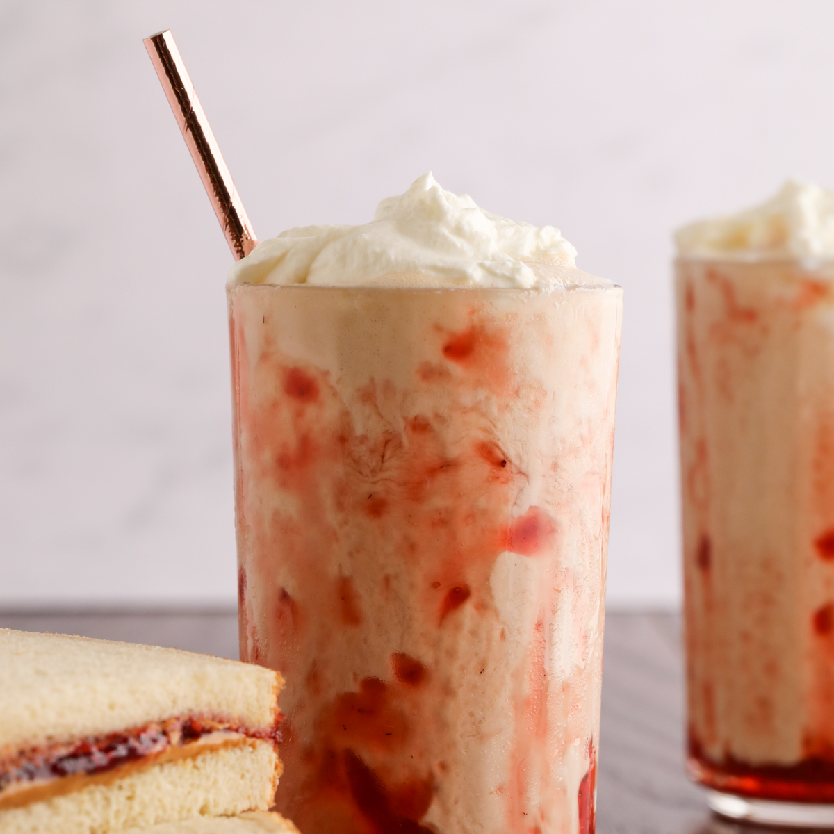 Peanut Butter and Jelly Milkshakes - Marisa Bakes