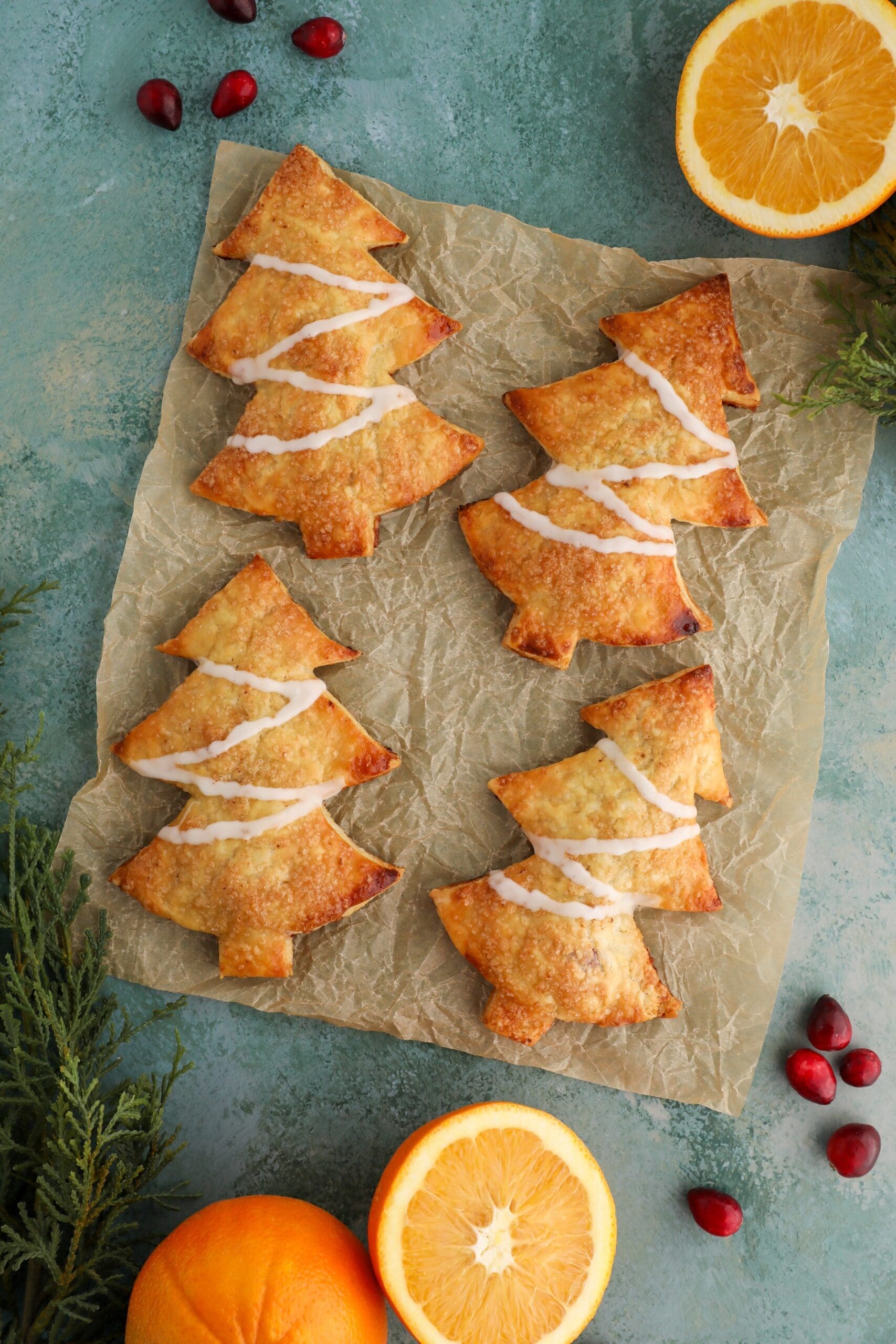Cranberry Orange Christmas Tree Hand Pies - Marisa Bakes