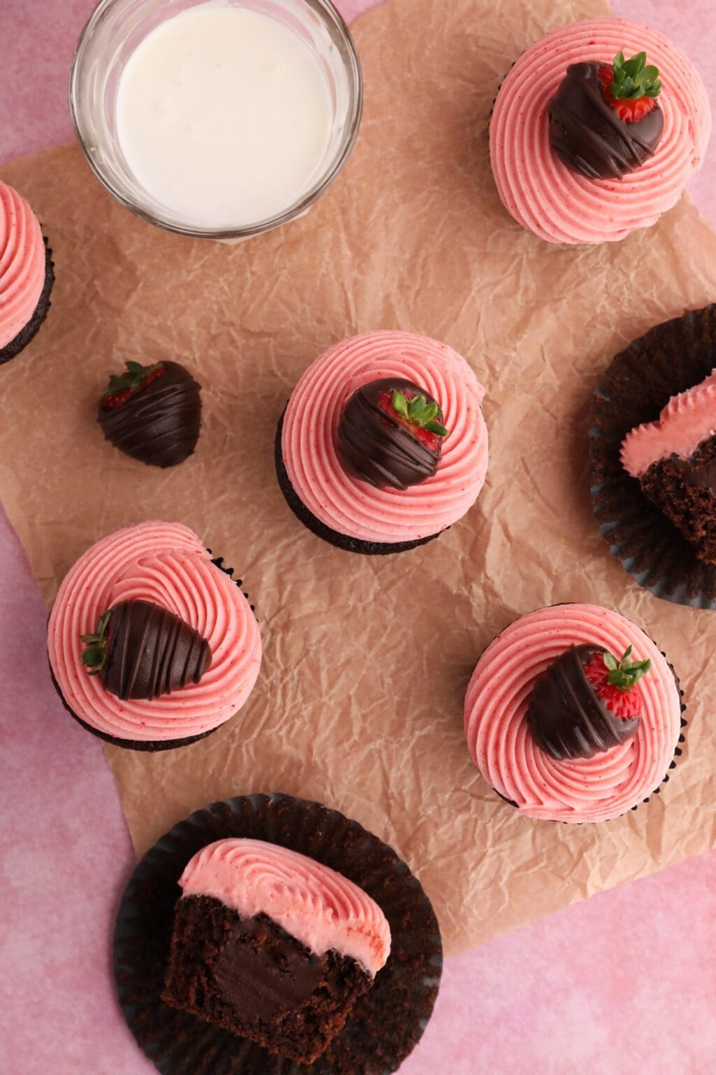 Chocolate Covered Strawberry Cupcakes - Marisa Bakes