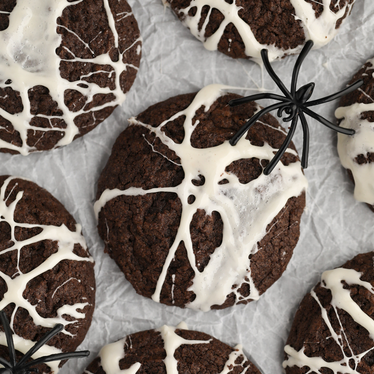 Chocolate Spiderweb Cookies - Marisa Bakes
