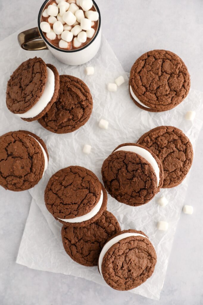 Hot Cocoa Cookie Sandwiches - Marisa Bakes